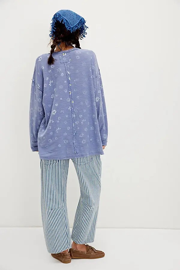 We The Free Backyard Tee" Long Sleeve, Oversized, Printed Top