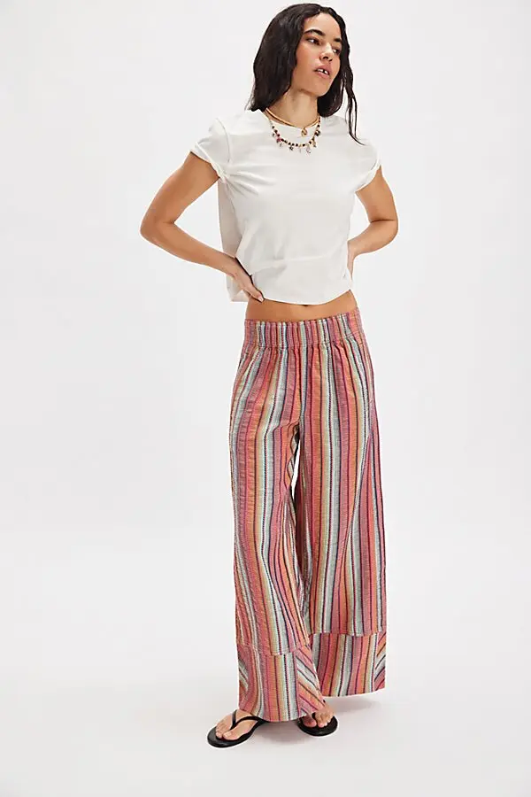 Free People Day's End Stripe Wide Leg Pants