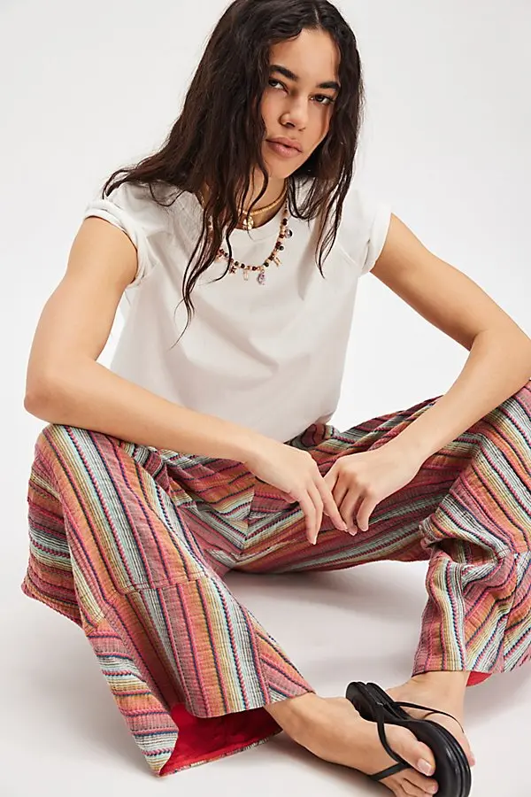 Free People Day's End Stripe Wide Leg Pants