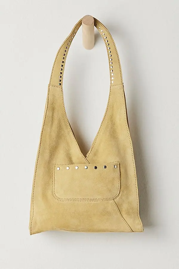 FP COLLECTION Knox Studded Suede Shoulder Bag