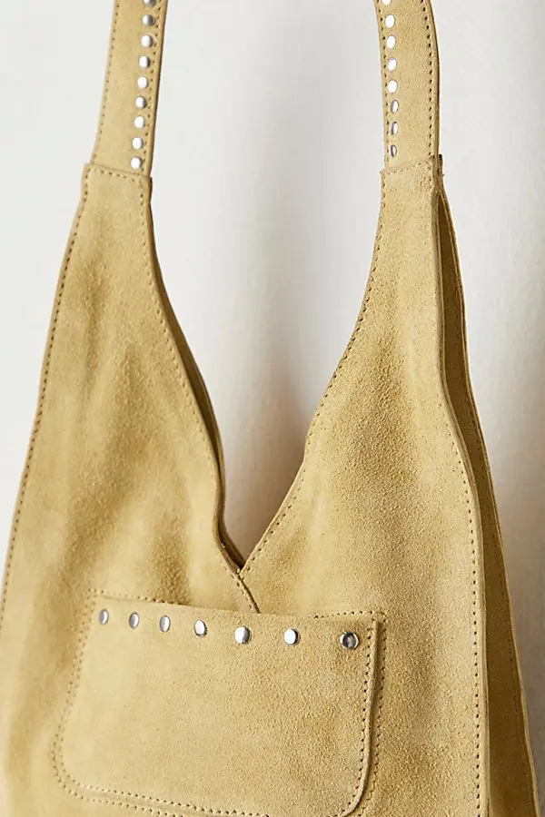 FP COLLECTION Knox Studded Suede Shoulder Bag