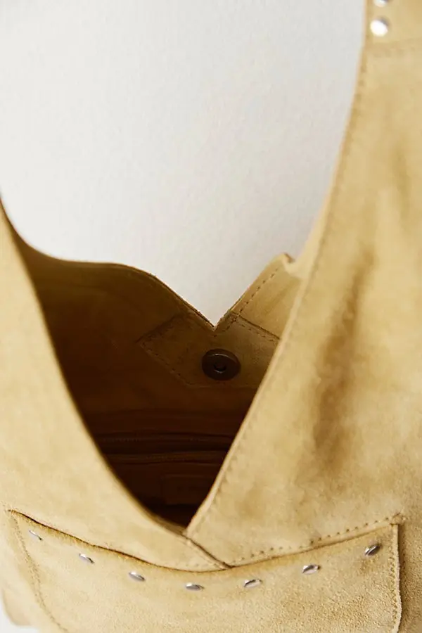 FP COLLECTION Knox Studded Suede Shoulder Bag