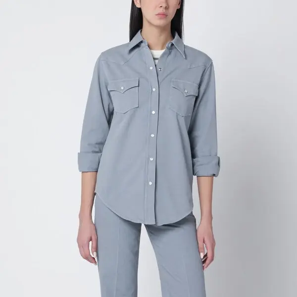 A.p.c. Cotton Shirt With Button Closure And Chest Pockets - Blue