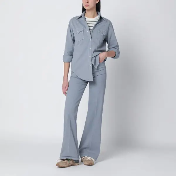 A.p.c. Cotton Shirt With Button Closure And Chest Pockets - Blue