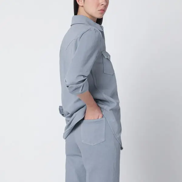 A.p.c. Cotton Shirt With Button Closure And Chest Pockets - Blue