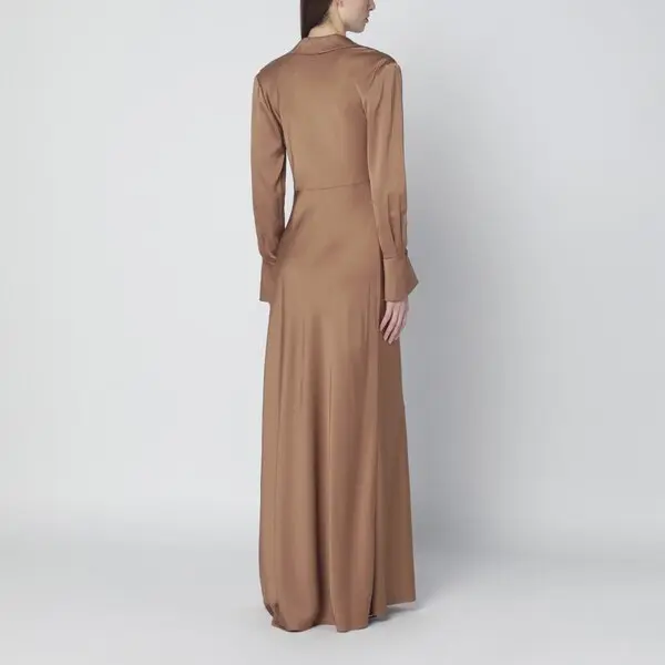 Simkhai Adelle Satin Maxi Dress With Draping - Brown