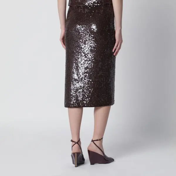 P.a.r.o.s.h Sequin Pencil Skirt - Brown