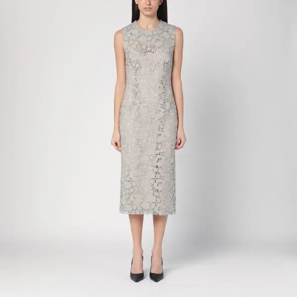 P.a.r.o.s.h Sleeveless Lace Midi Dress - Grey