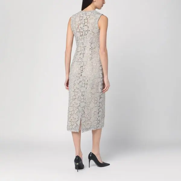 P.a.r.o.s.h Sleeveless Lace Midi Dress - Grey