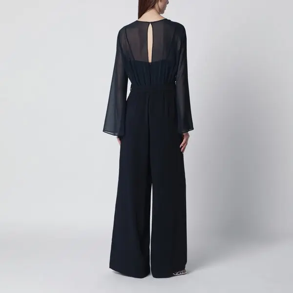 P.a.r.o.s.h Parosh Crew-neck Jumpsuit With Belt - Blue