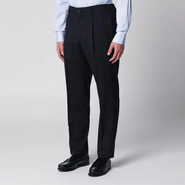SANTANIELLO Wool Blend Trousers - Blue