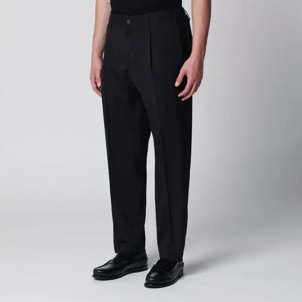SANTANIELLO Wool Blend Trousers - Black