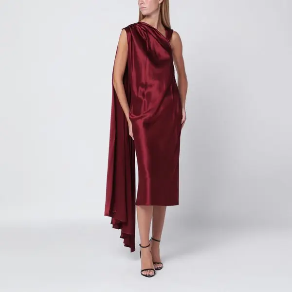 Max Mara Raspberry Cape Detail Midi Dress
