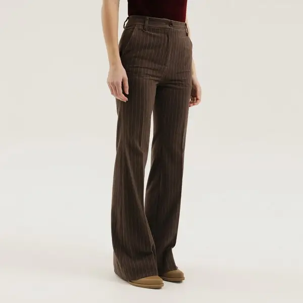 1989 STUDIO Pinstriped Flared Cotton Trousers