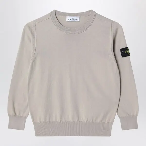 Stone Island Cotton Crewneck Sweater With Compass Logo Patch - Grey