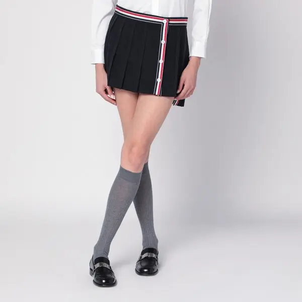 Thom Browne Ruffled Mini Skirt In Wool Blend