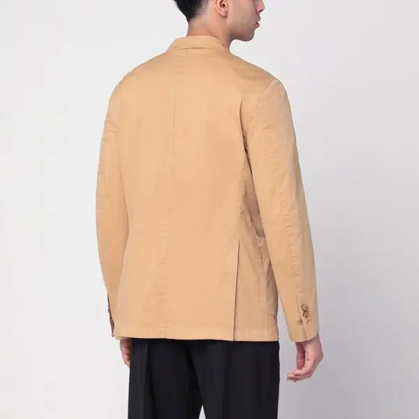 SANTANIELLO Walnut-coloured Single-breasted Cotton Jacket