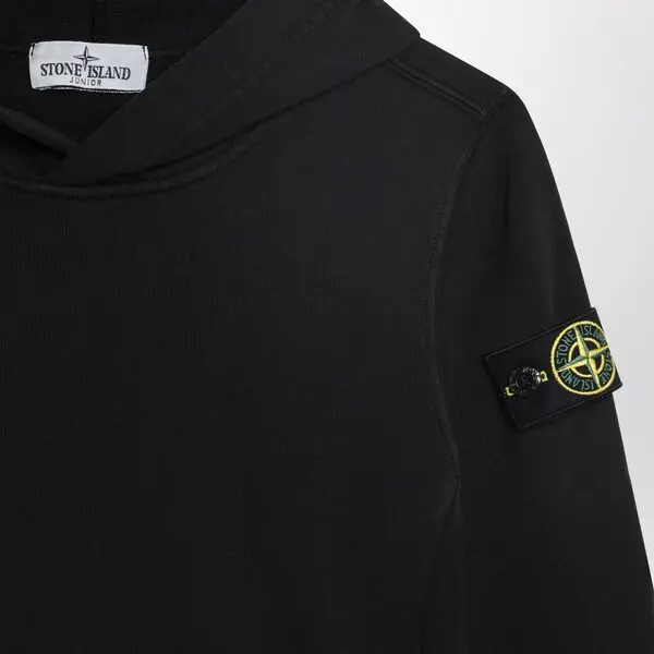 Stone Island Cotton Hooded Sweatshirt With Compass Logo Badge - Black