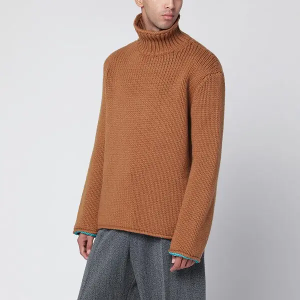 Loewe Wool Turtleneck Sweater With Leather Detail