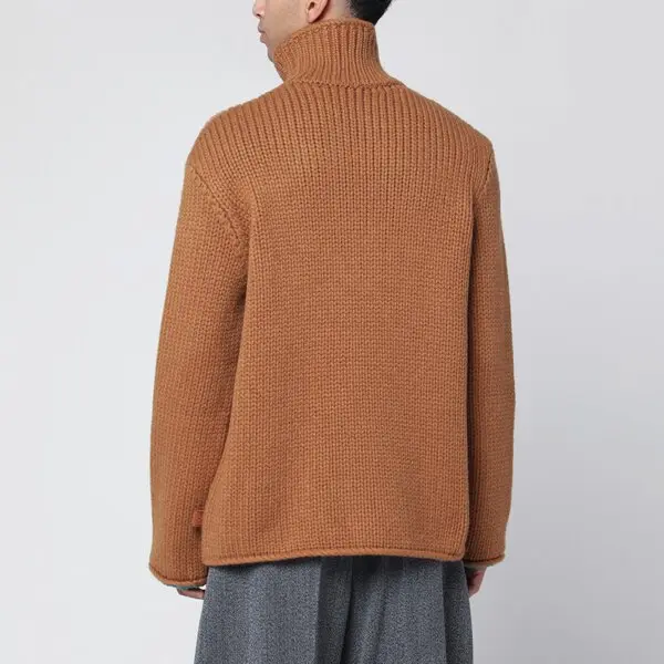 Loewe Wool Turtleneck Sweater With Leather Detail