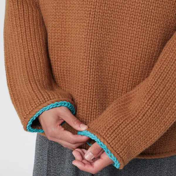 Loewe Wool Turtleneck Sweater With Leather Detail