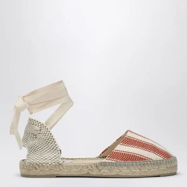 Manebí Striped Espadrille Flats With Ankle Tie Fastening