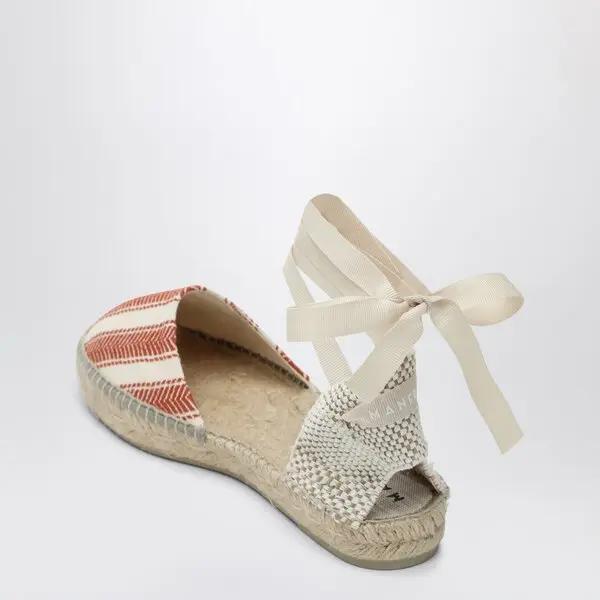 Manebí Striped Espadrille Flats With Ankle Tie Fastening