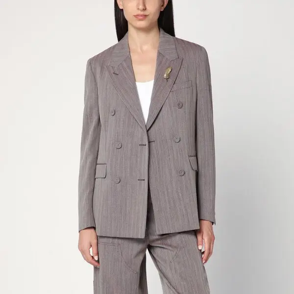 GOLDEN GOOSE Chevron Wool Blend Double-breasted Jacket