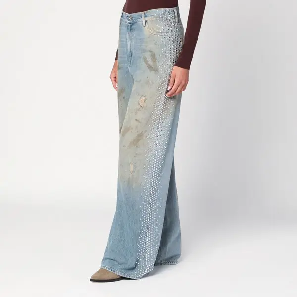GOLDEN GOOSE Wide Leg Jeans With Distressed Effect
