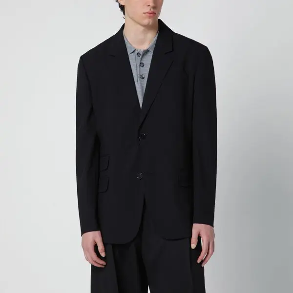 AMI Paris Single-breasted Wool Jacket - Black