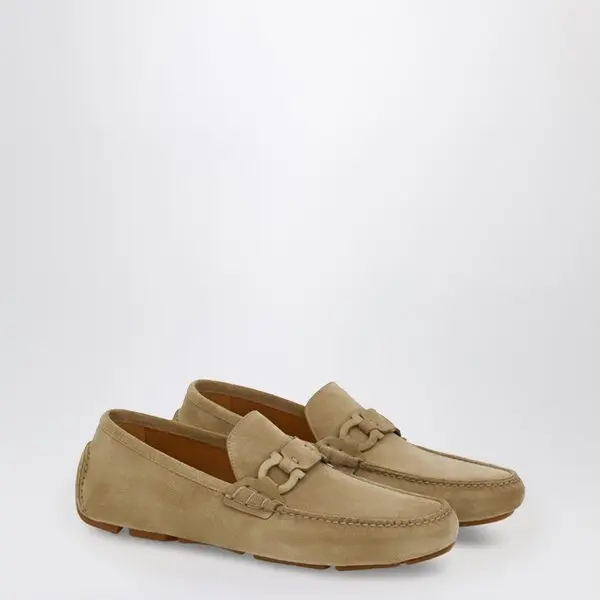 FERRAGAMO Gancini Driver Loafer In Suede Calfskin