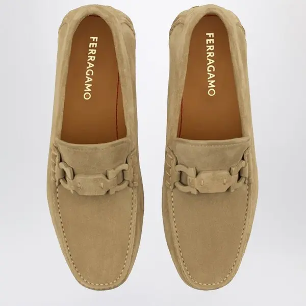 FERRAGAMO Gancini Driver Loafer In Suede Calfskin
