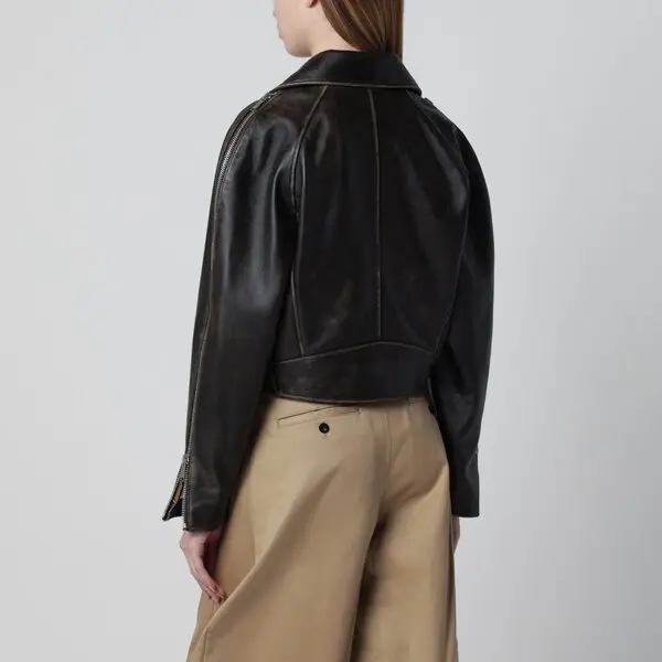 HALFBOY Oversized Cropped Leather Biker Jacket