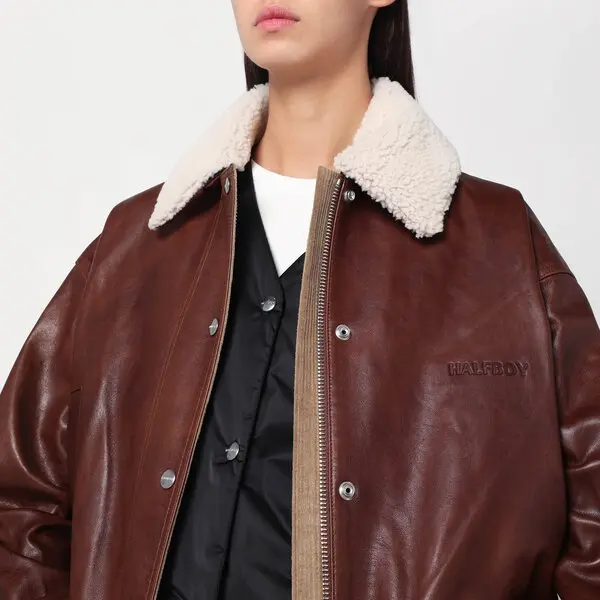 HALFBOY Leather Jacket With Shearling Collar
