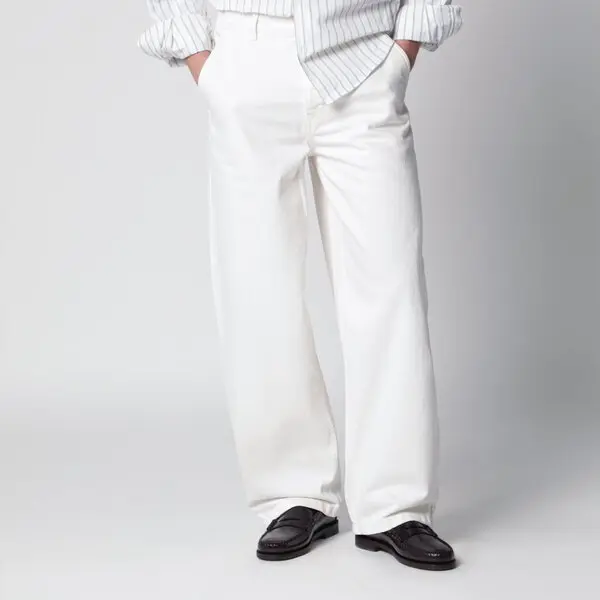 AMI Paris Cream Denim Trousers - White