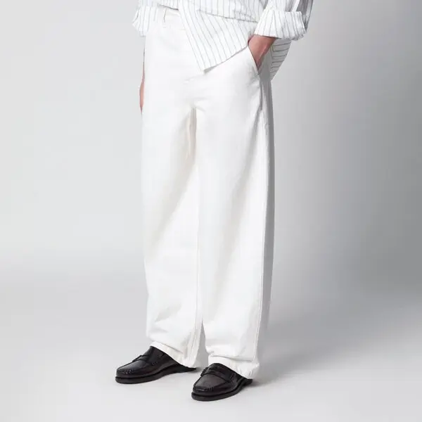 AMI Paris Cream Denim Trousers - White
