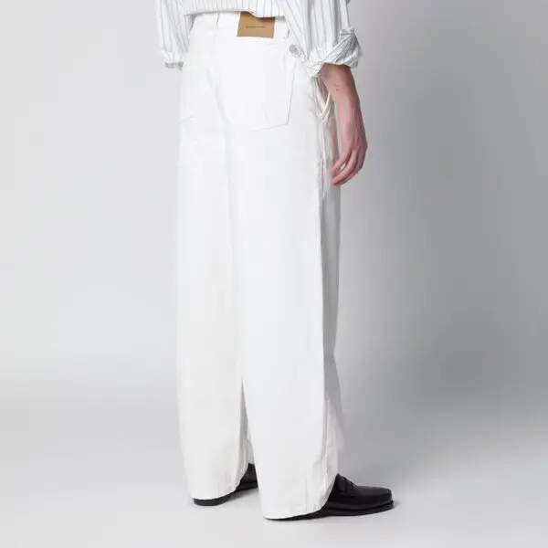 AMI Paris Cream Denim Trousers - White
