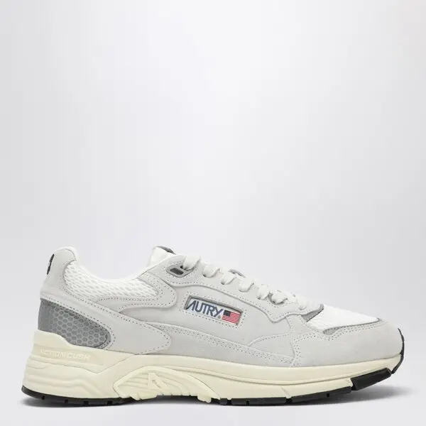 AUTRY Hyperway Sneakers In Silver Mesh And Suede - White