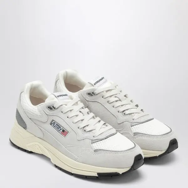 AUTRY Hyperway Sneakers In Silver Mesh And Suede - White