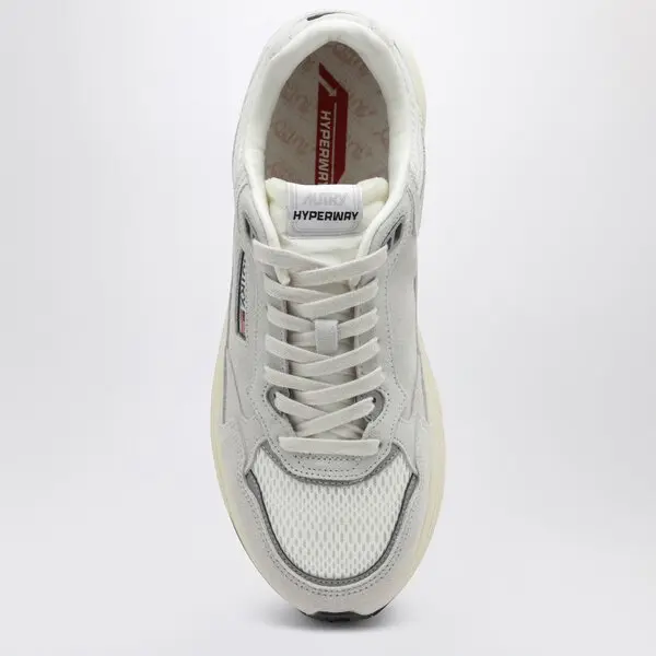 AUTRY Hyperway Sneakers In Silver Mesh And Suede - White