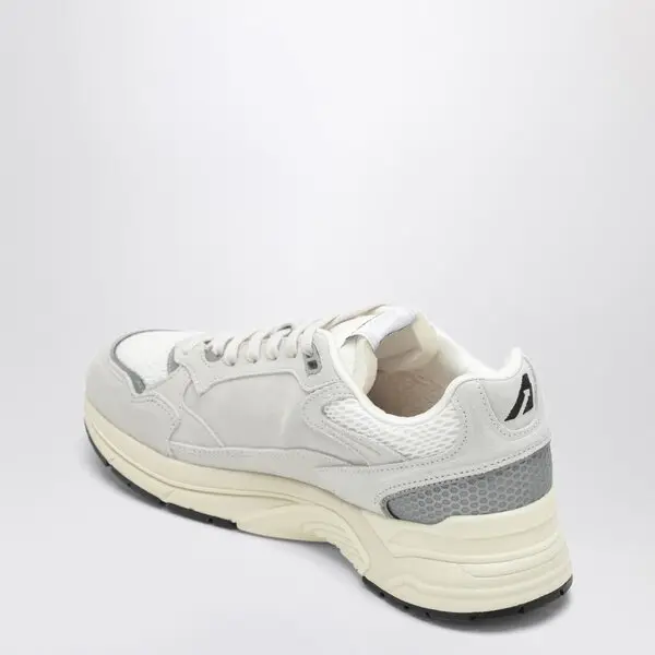 AUTRY Hyperway Sneakers In Silver Mesh And Suede - White