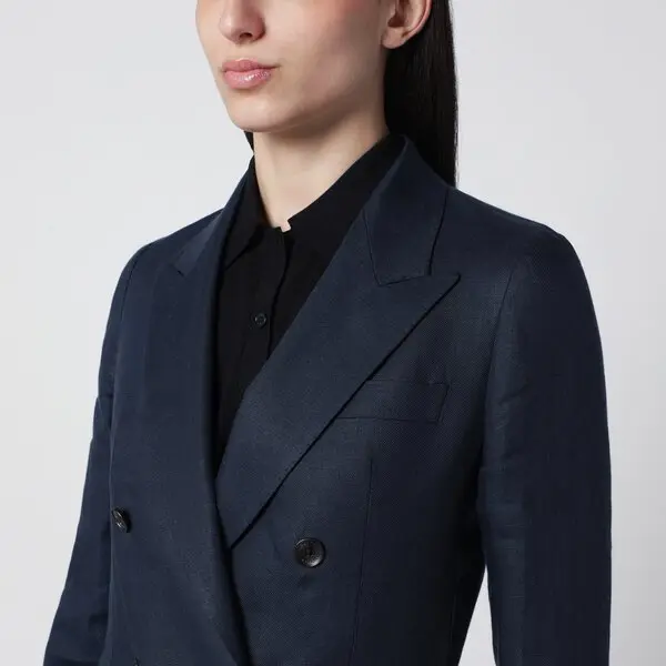 Tagliatore Navy Double-breasted Linen Jacket