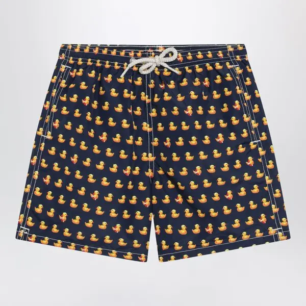 MC2 SAINT BARTH Jean Lighting Swim Shorts With Ducks Print - Blue