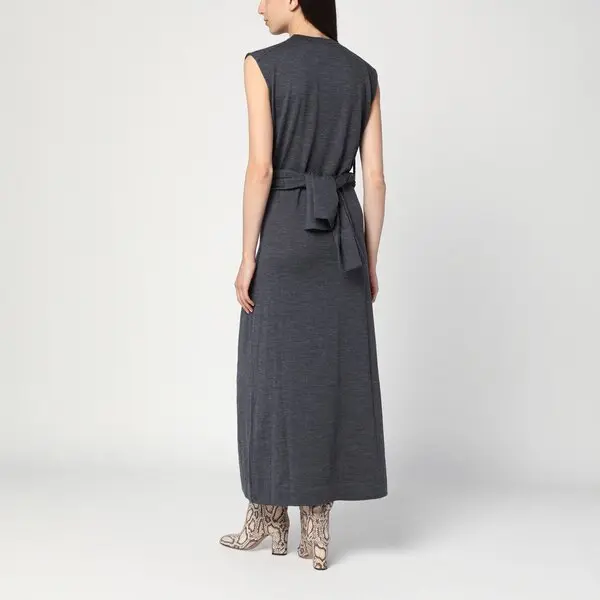 JIL SANDER Wool Midi Dress - Grey