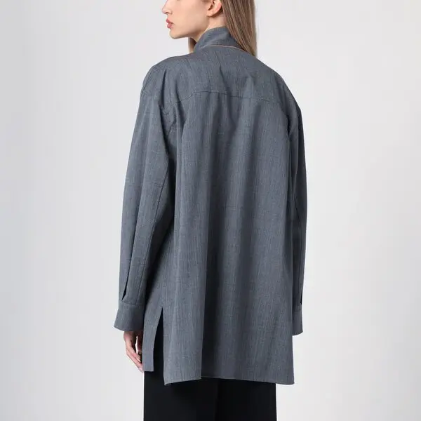 JIL SANDER Wool Shirt With Scarf Detail