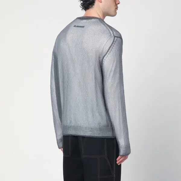 JIL SANDER Layered Transparent Nylon Crew Neck Sweater With White Cotton T-shirt