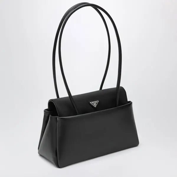 Prada Passage Medium Bag In Leather And Re-nylon - Black