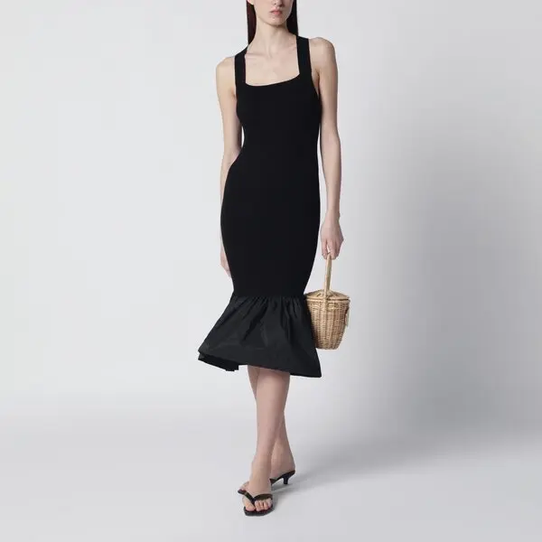PATOU Sleeveless Midi Dress With Faille Ruffle Hem
