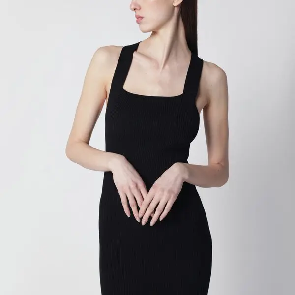 PATOU Sleeveless Midi Dress With Faille Ruffle Hem