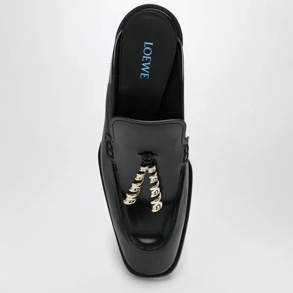Loewe Edge Mule Loafers In Brushed Calf Leather - Black